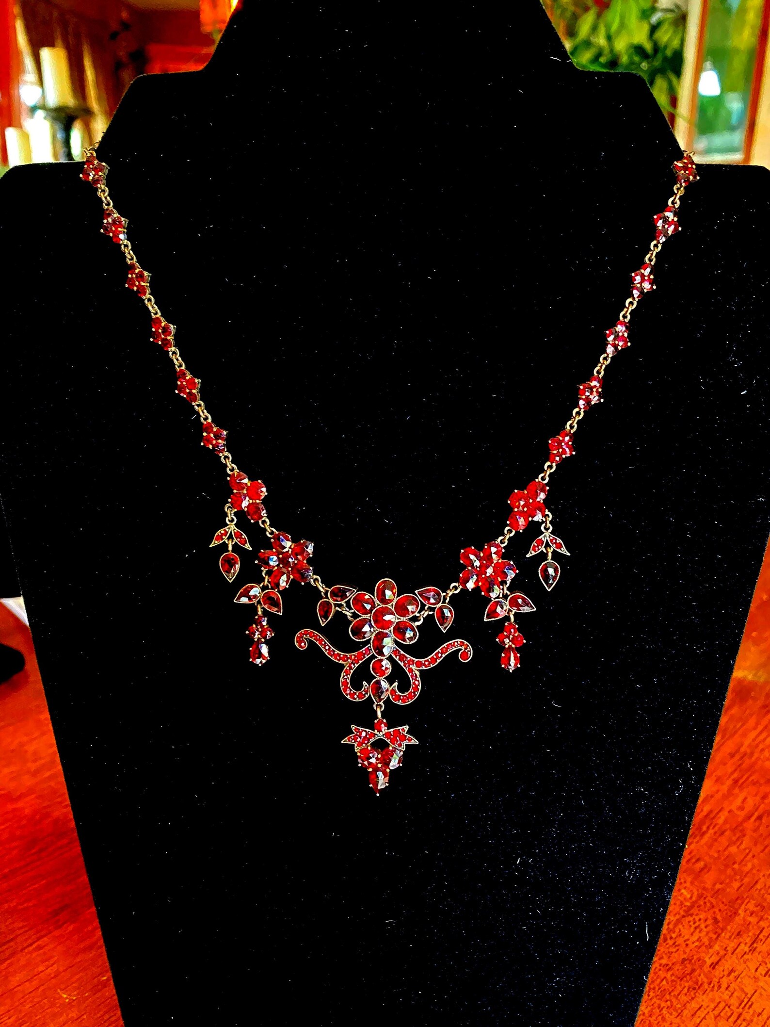 19th Century Victorian Garnet and Sterling Silver Necklace - Etsy