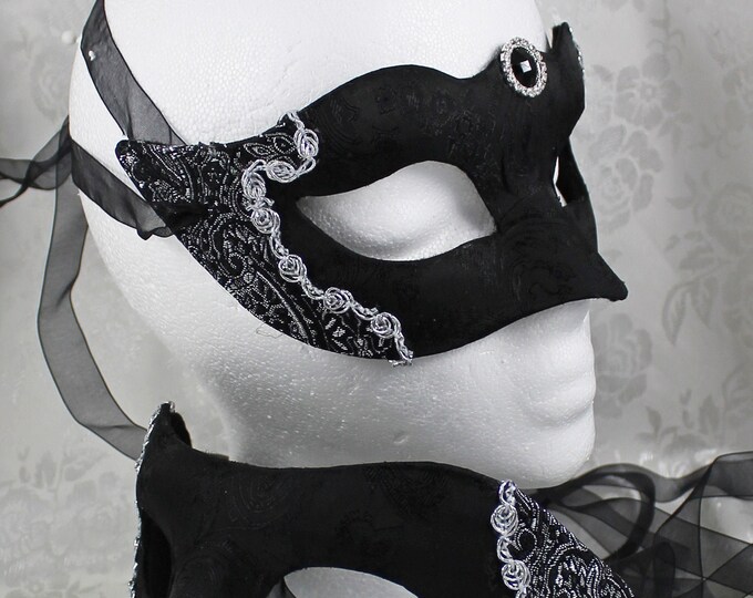 Masquerade Mask Set, Couples Matching Black-silver Brocade and Black ...