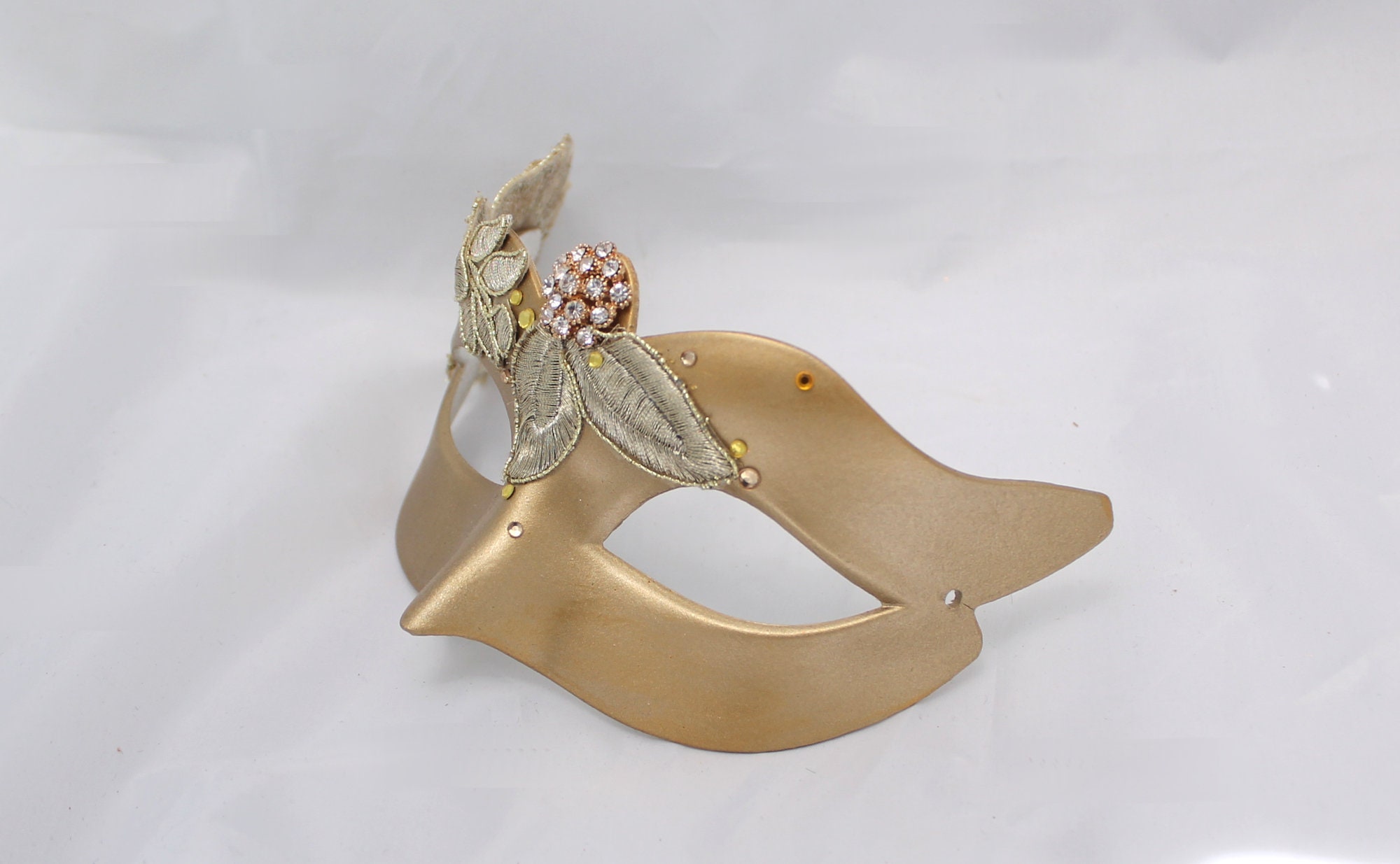 Gold Masquerade Mask With Gold Leaves, Gold Eye Mask, Gold Flower Eye ...