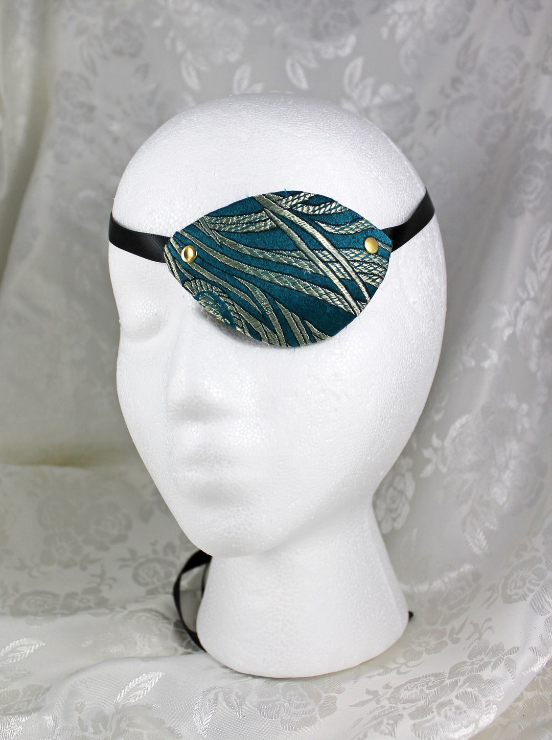 Green Eye Patch Green and Gold Satin Brocade Pirate Eye - Etsy