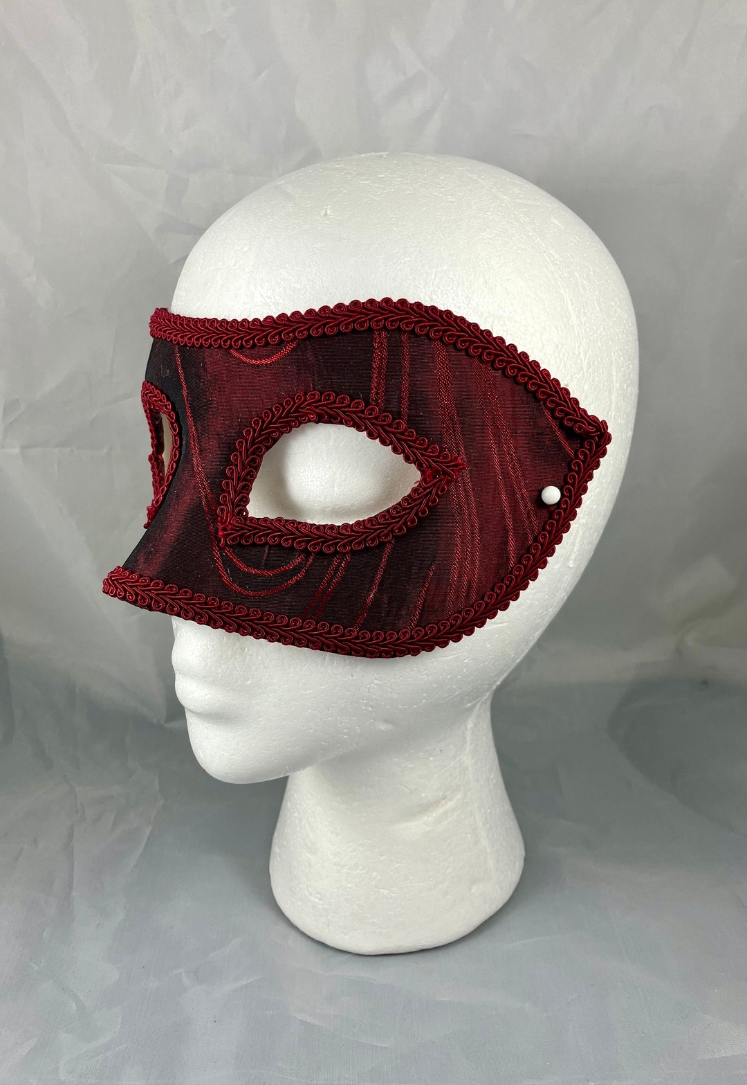 Red Maroon Satin Mask, Mens Masquerade Mask With Red Trim - Etsy