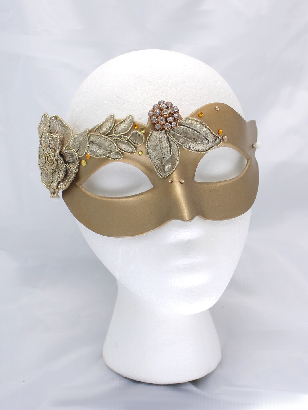 Gold Masquerade Mask With Gold Leaves, Gold Eye Mask, Gold Flower Eye ...