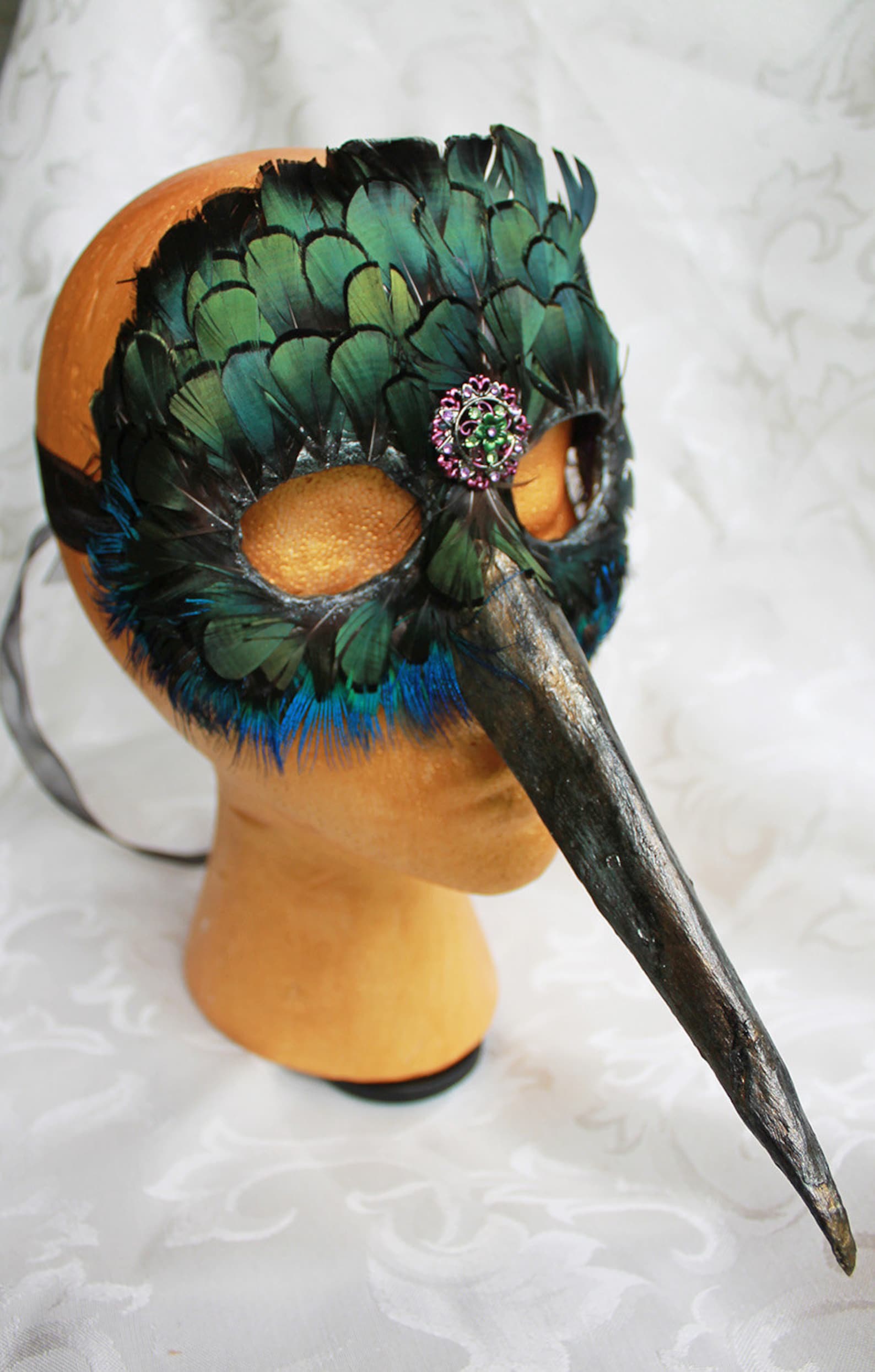 Hummingbird Mask MADE TO ORDER Paper Mache and Feather | Etsy