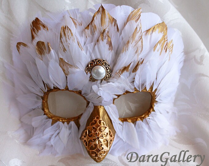 Snowy Owl Mask, CUSTOM ORDER Papier Mache Feather Bird Masquerade Mask ...