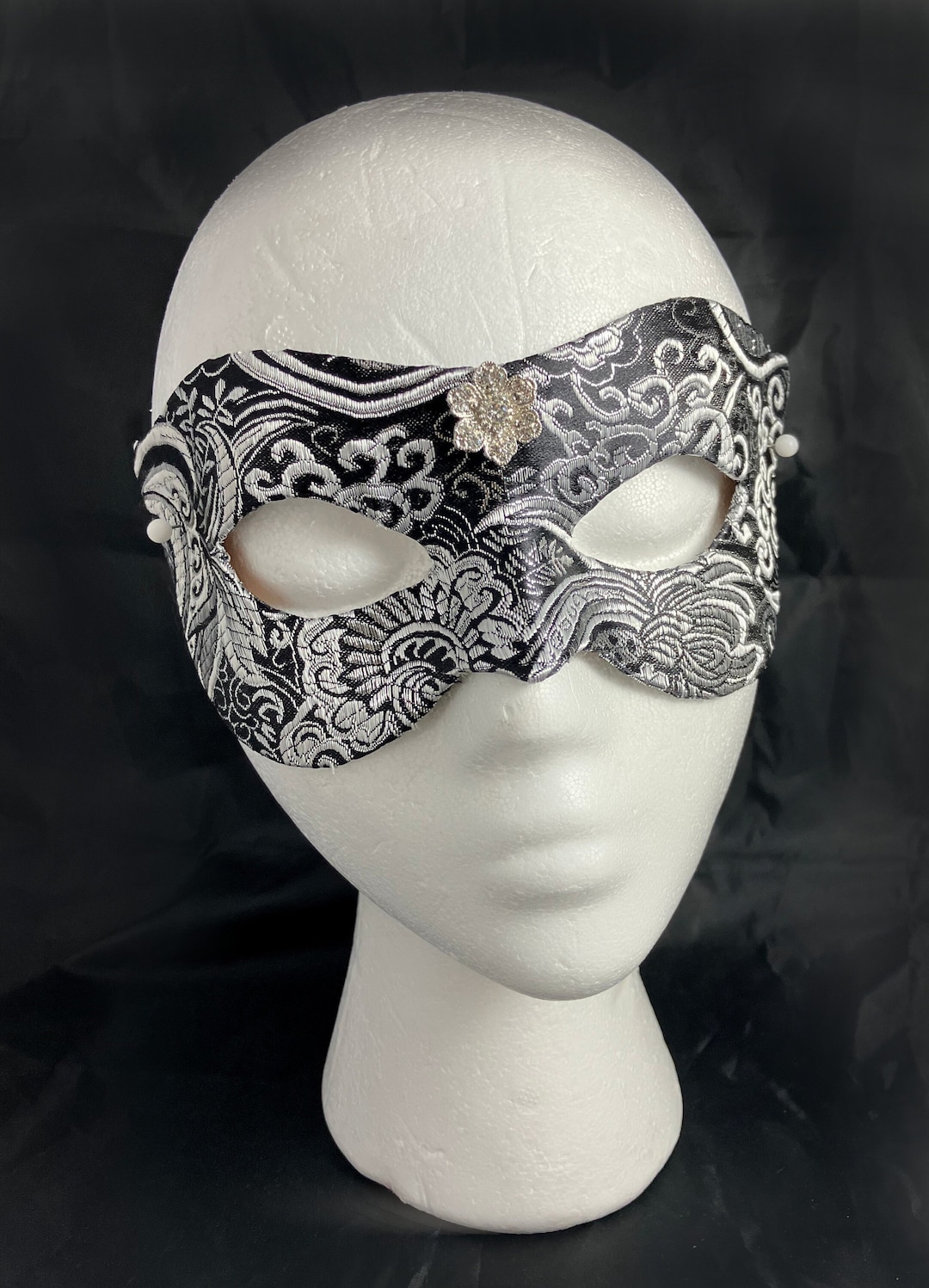 Black and Silver Masquerade Mask, Flexible Black Eye Mask, Black and ...