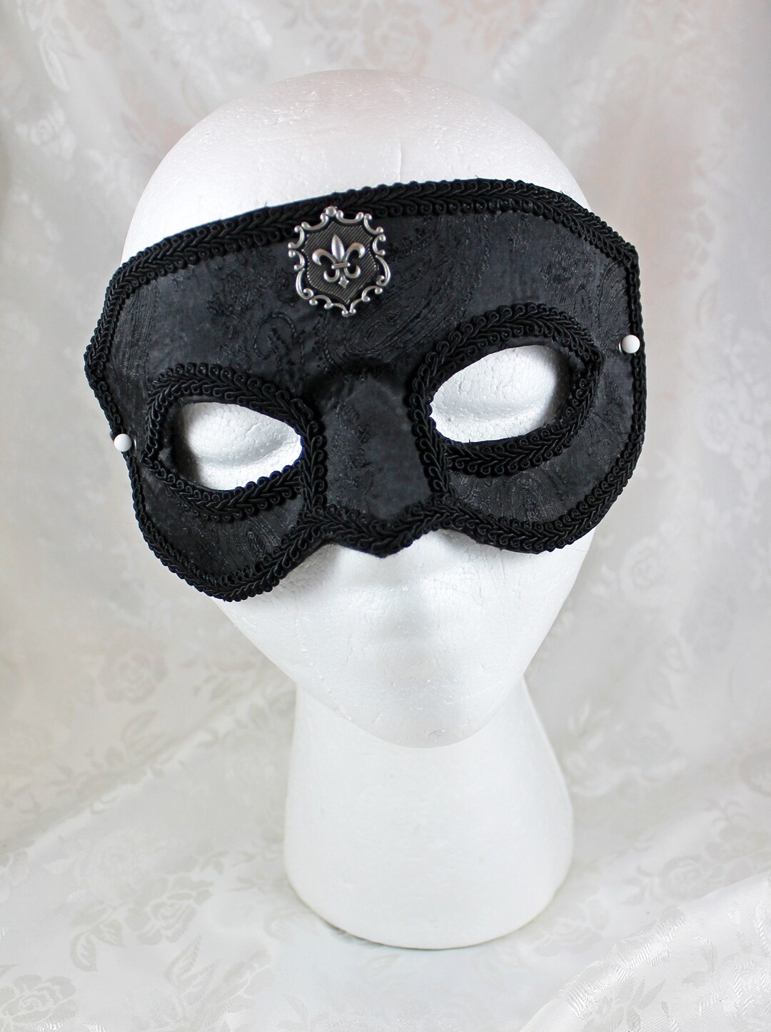 Black Satin Masquerade Ball Mask, Flexible Black Satin Brocade and ...