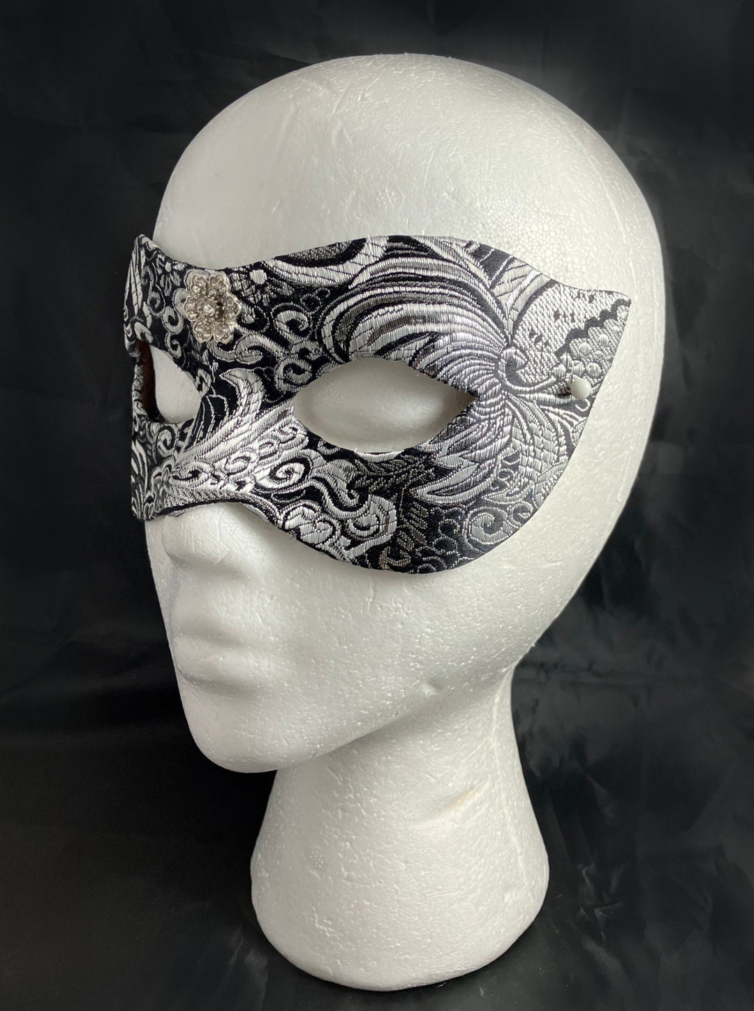 Black and Silver Masquerade Mask, Flexible Black Eye Mask, Black and ...