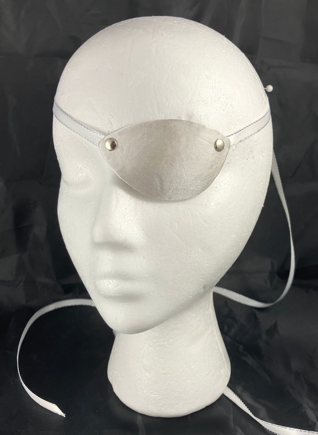 Eye Patch, Pirate Eye Patch, Ivory Silver Gray Satin and Leather ...