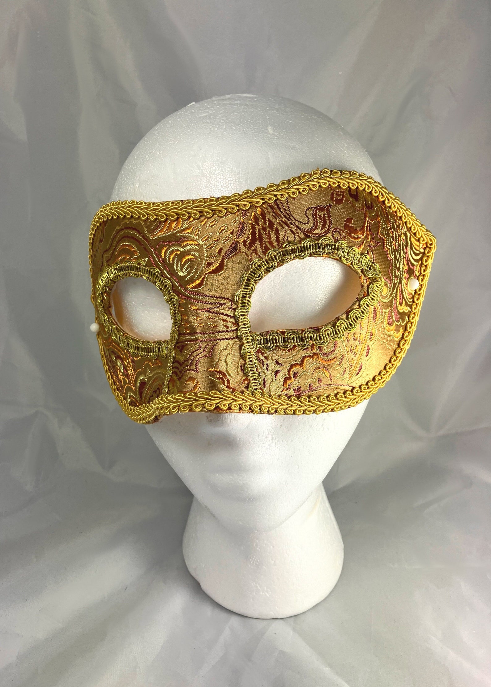 Gold Satin Paisley Brocade Masquerade Mask With Gold Trim - Etsy