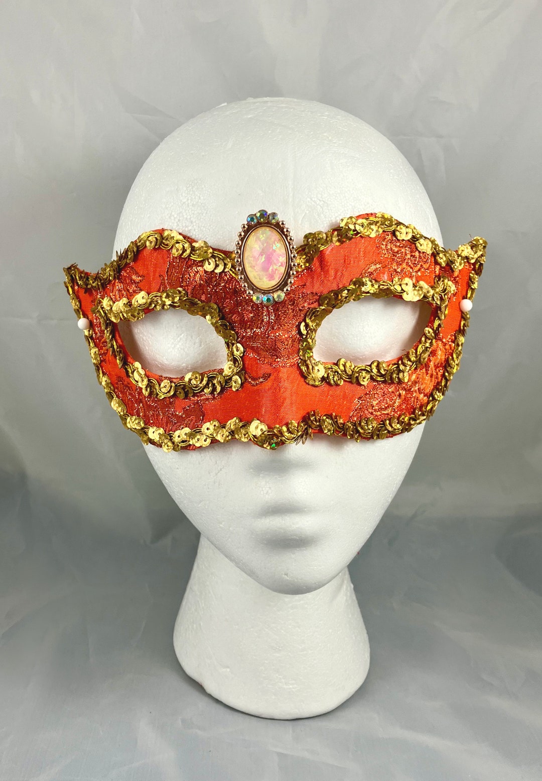 Orange Masquerade Mask, Women's Orange Dupioni Masquerade Mask With ...