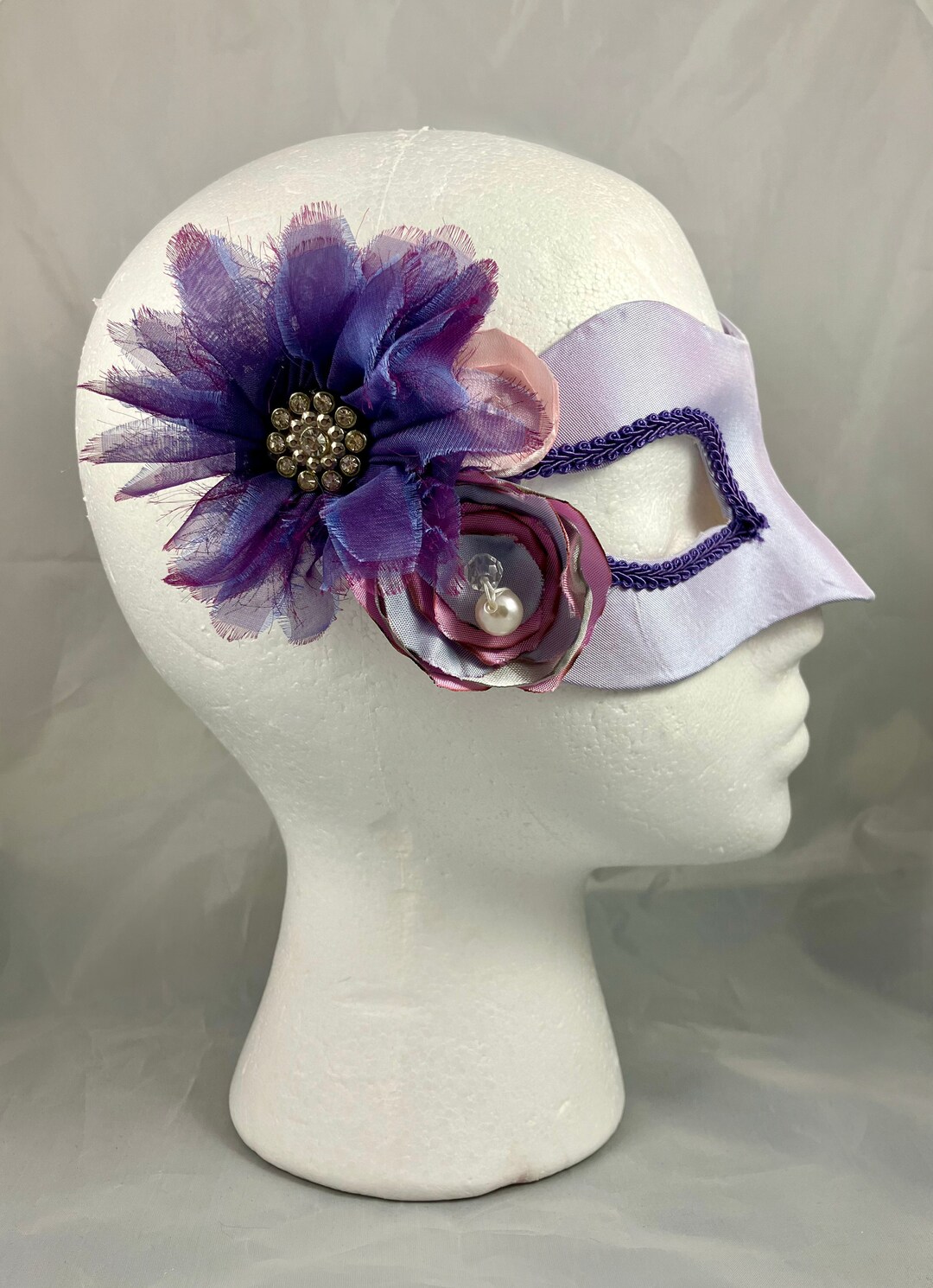 Lilac Lavendar Masquerade Mask, Women's Satin Masquerade Mask With Pink ...