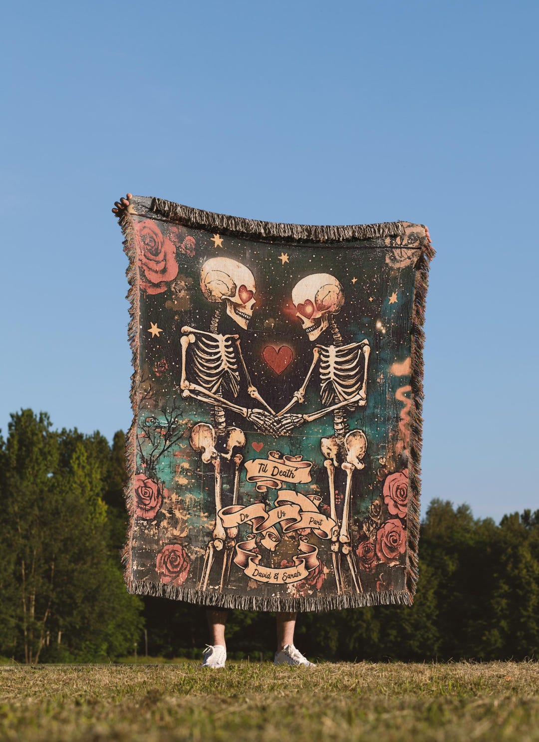Graffiti Skeleton Lovers Til Death Do Us Part Personalized Woven ...