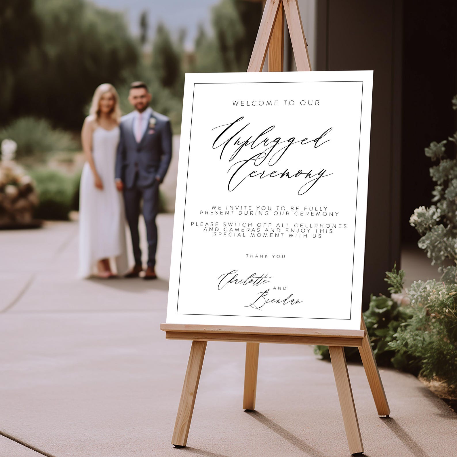 Script Printable Unplugged Ceremony Sign, Wedding Welcome Sign Template ...