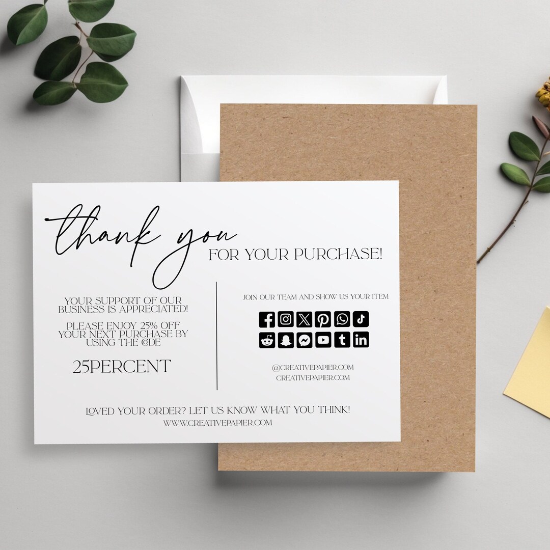 Minimalist Editable Business Thank You Card Template, Modern Thank You ...