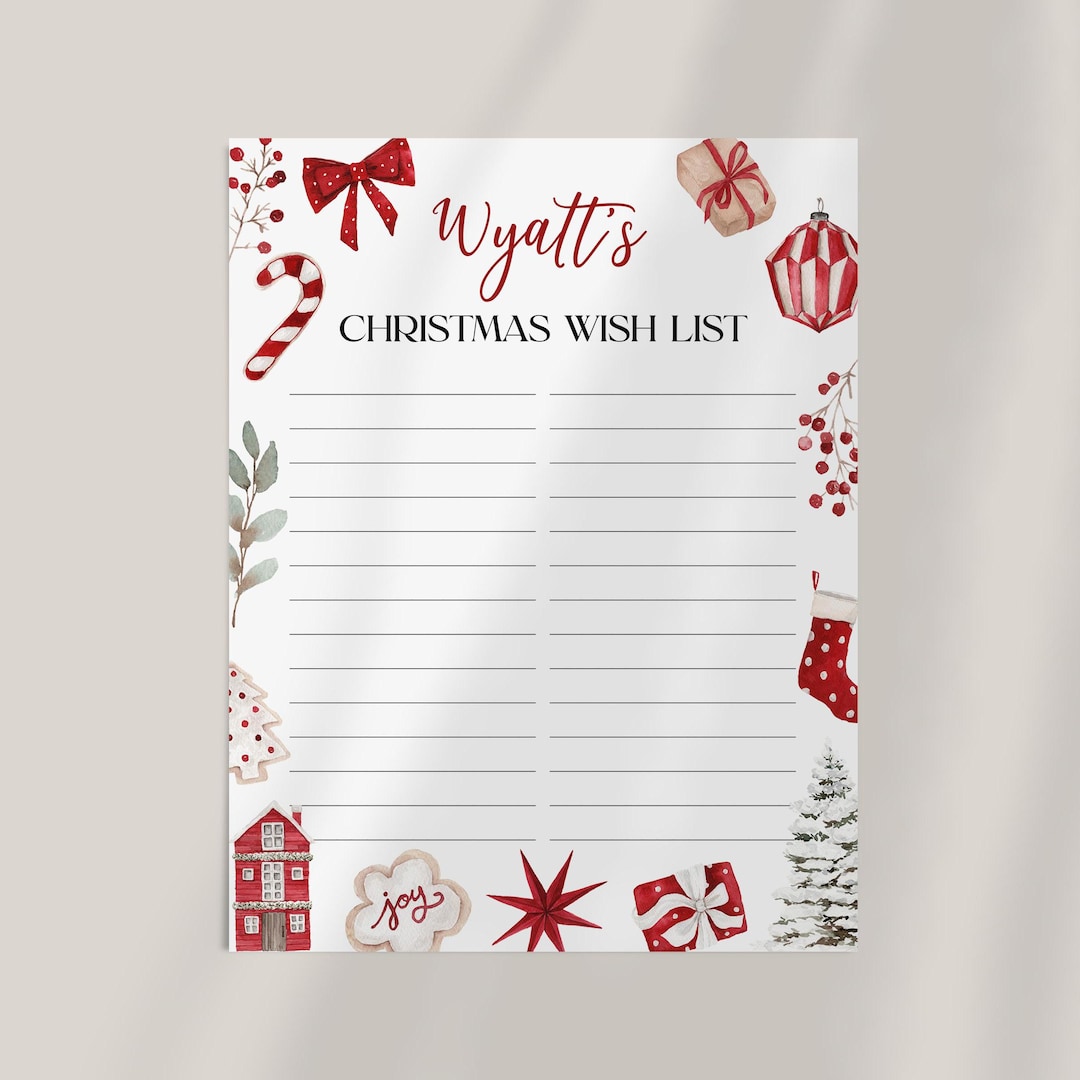 Kids Christmas Wishlist, DIY Editable Holiday Wish List Template ...