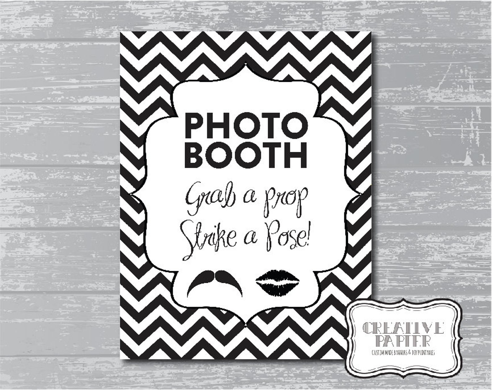INSTANT DOWNLOAD Chevron Photo Booth Sign DIY Wedding Poster Printable ...