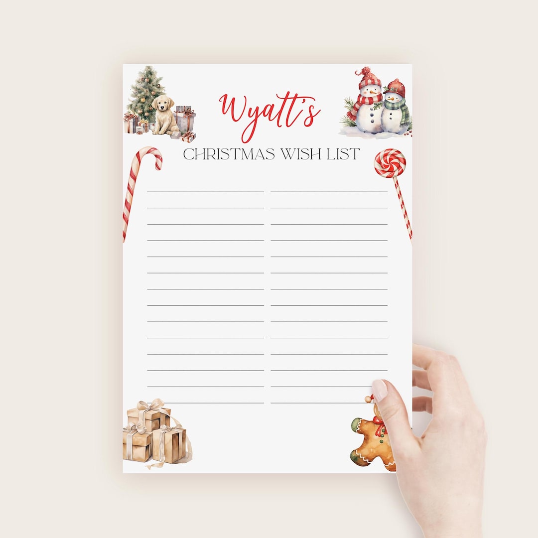 Kids Christmas Wishlist, DIY Editable Holiday Wish List Template ...