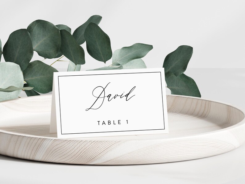 Minimalist Script Wedding Place Cards: Editable Canva Template (digital ...