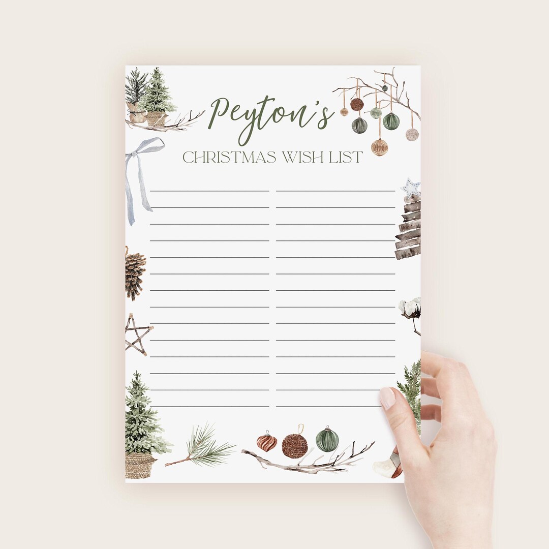 Kids Christmas Wishlist, DIY Editable Holiday Wish List Template ...