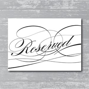 INSTANT DOWNLOAD Reserved Printable Sign 5x7 DIY Wedding Classic Style ...