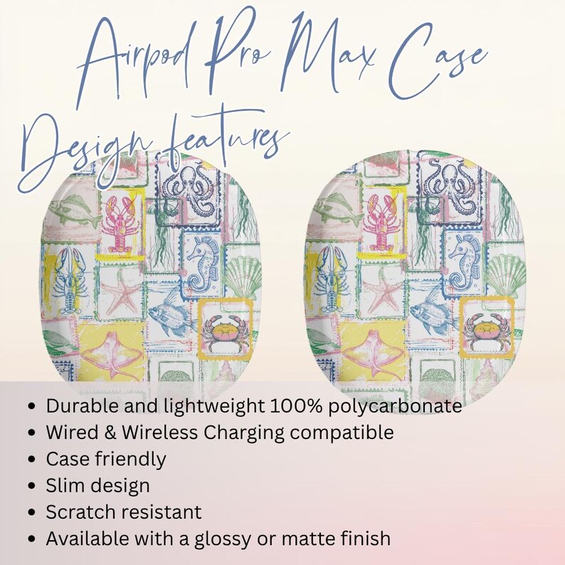 Seashell AirPod Max Case: Coquette Ocean Print, Beach Lover Accessory ...