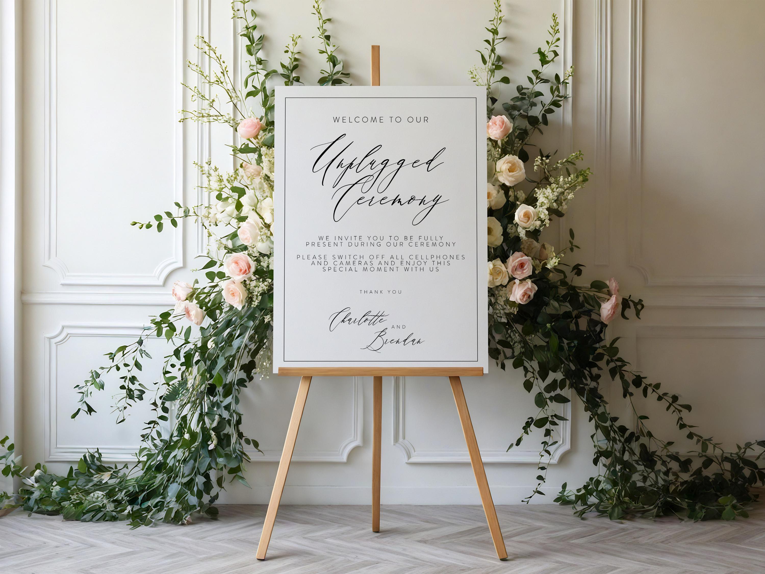 Script Printable Unplugged Ceremony Sign, Wedding Welcome Sign Template ...