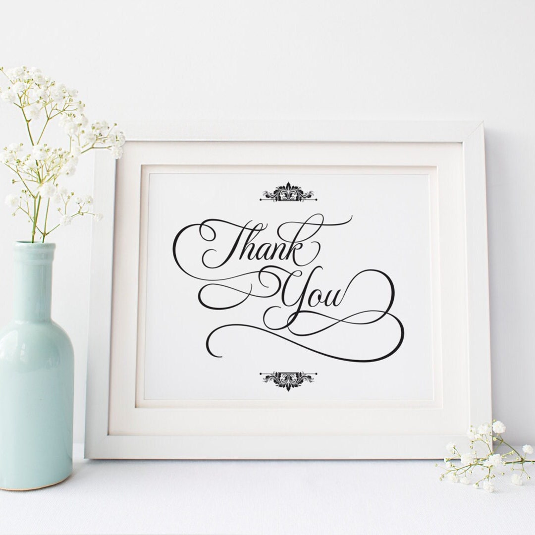 Thank You Printable Sign, Modern Wedding Thank You Sign Template ...