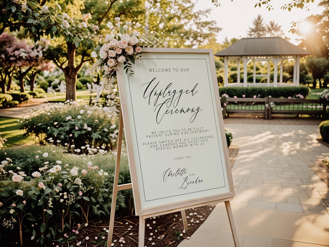 Script Printable Unplugged Ceremony Sign, Wedding Welcome Sign Template ...