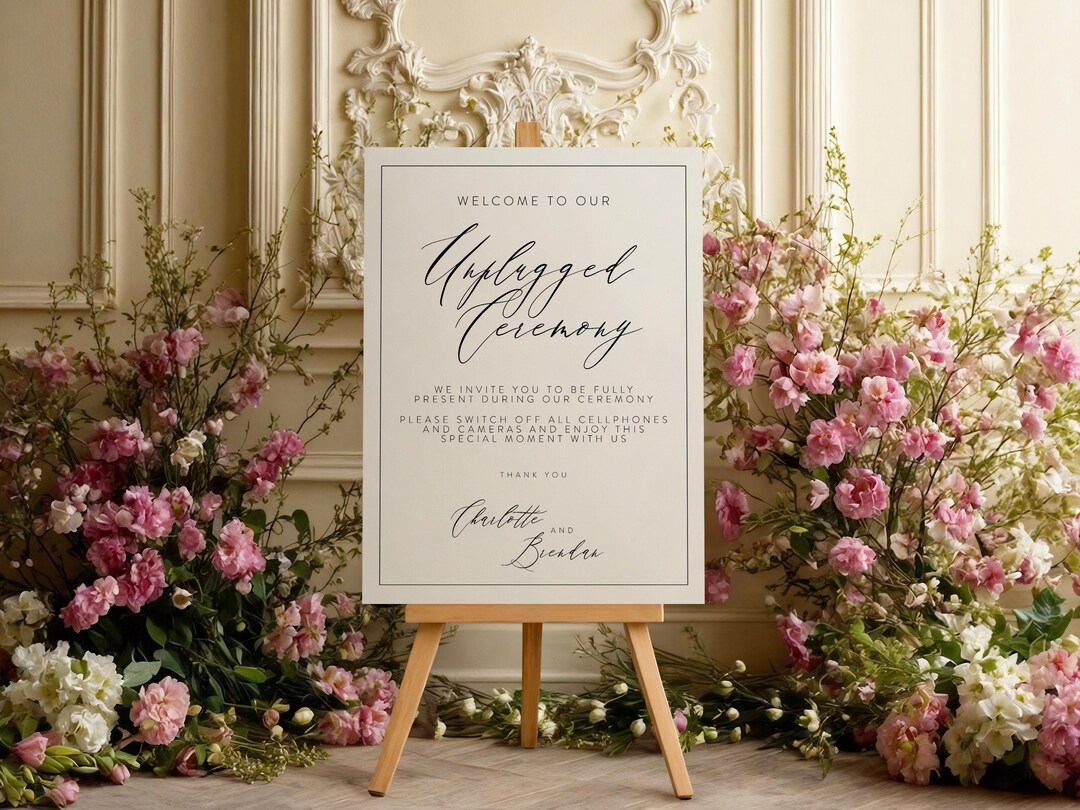 Script Printable Unplugged Ceremony Sign, Wedding Welcome Sign Template ...