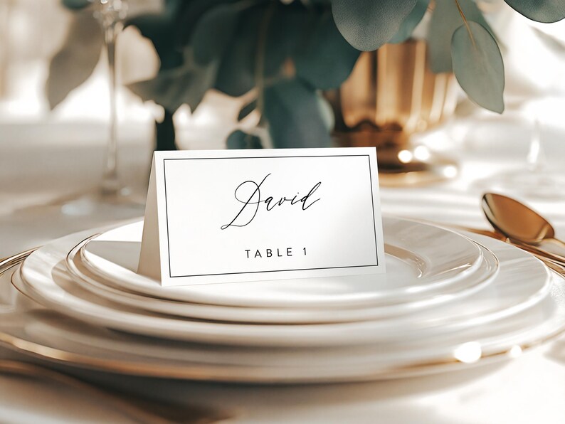 Minimalist Script Wedding Place Cards: Editable Canva Template (digital ...
