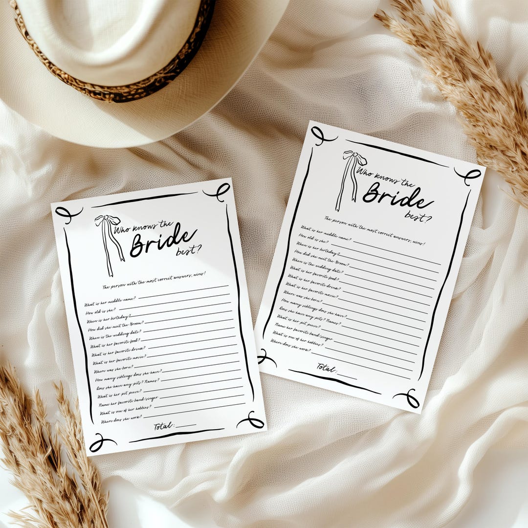 Who Knows the Bride Best Game Printable Canva Template, Bridal Shower ...