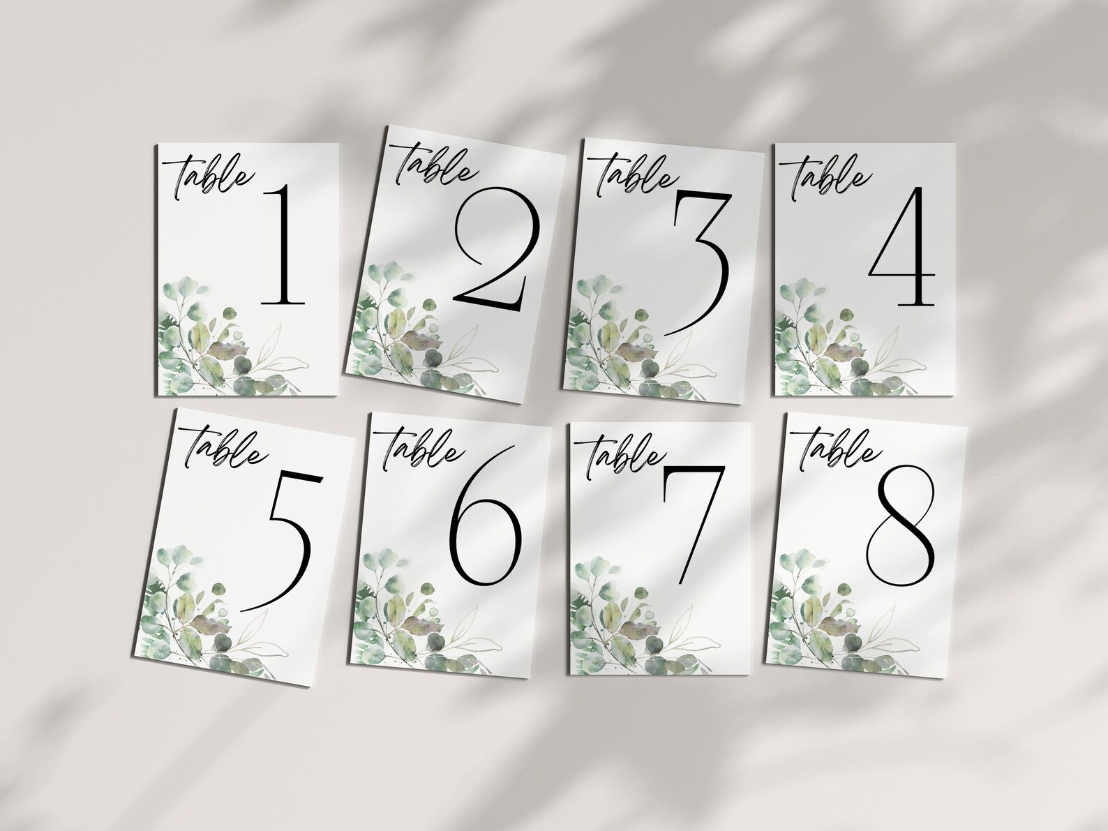 Eucalyptus Wedding Table Numbers: Greenery Reception Decor (canva ...