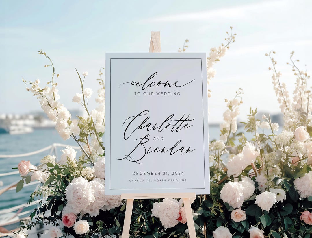 Script Wedding Welcome to Our Beginning Sign, Welcome Wedding Sign ...