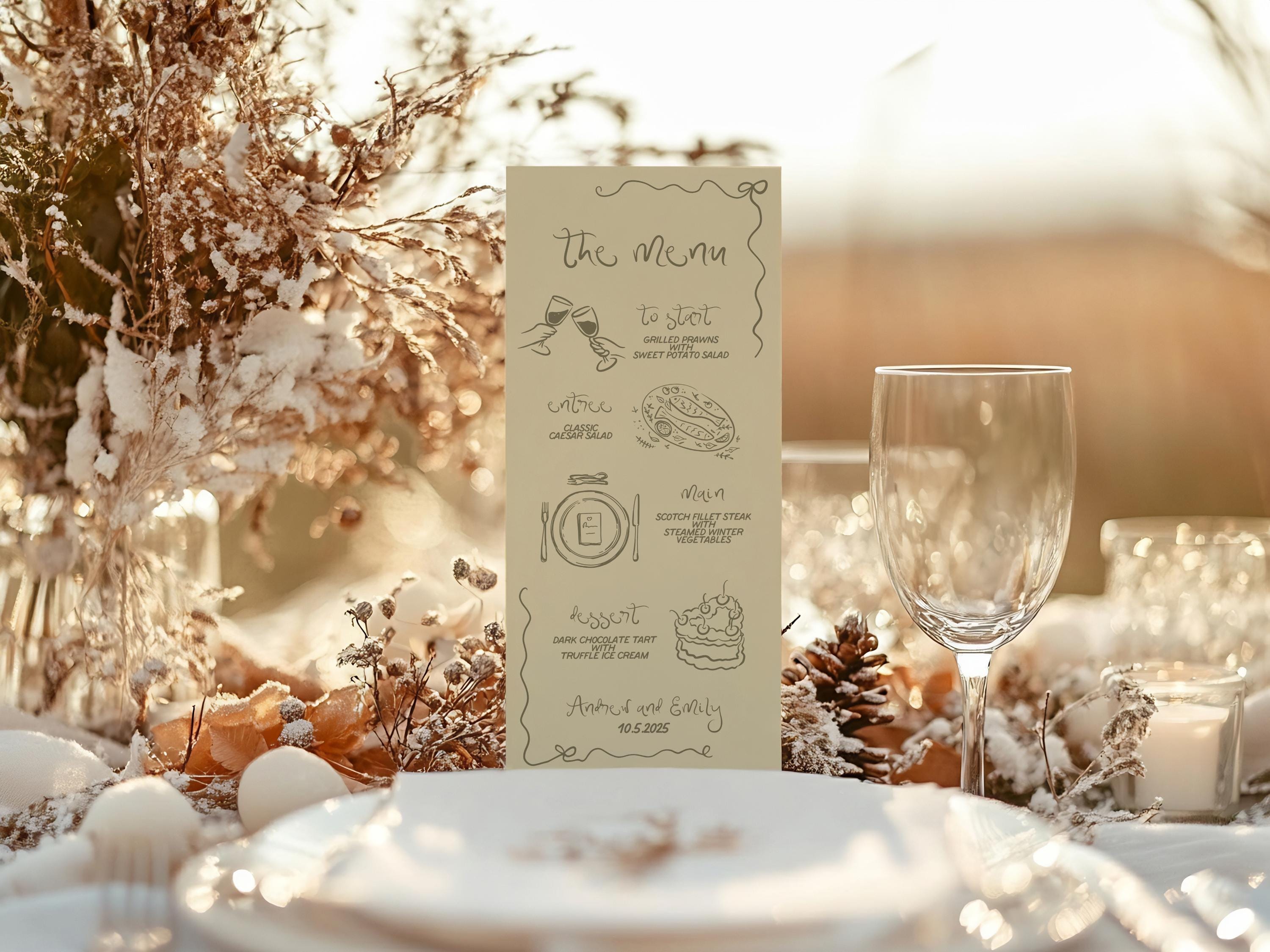 Whimsical Hand Drawn Menu Sign: Pink & Red Wedding, Birthday (canva ...