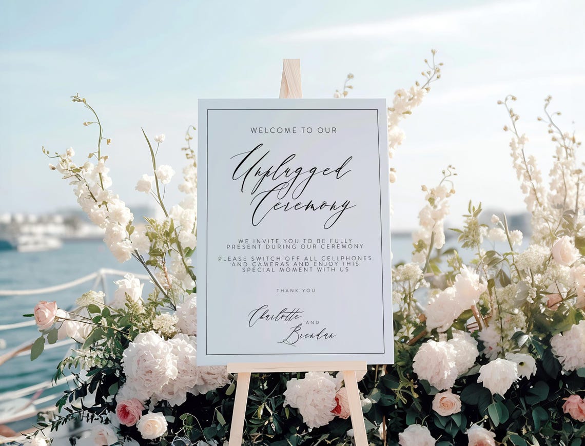 Script Printable Unplugged Ceremony Sign, Wedding Welcome Sign Template ...