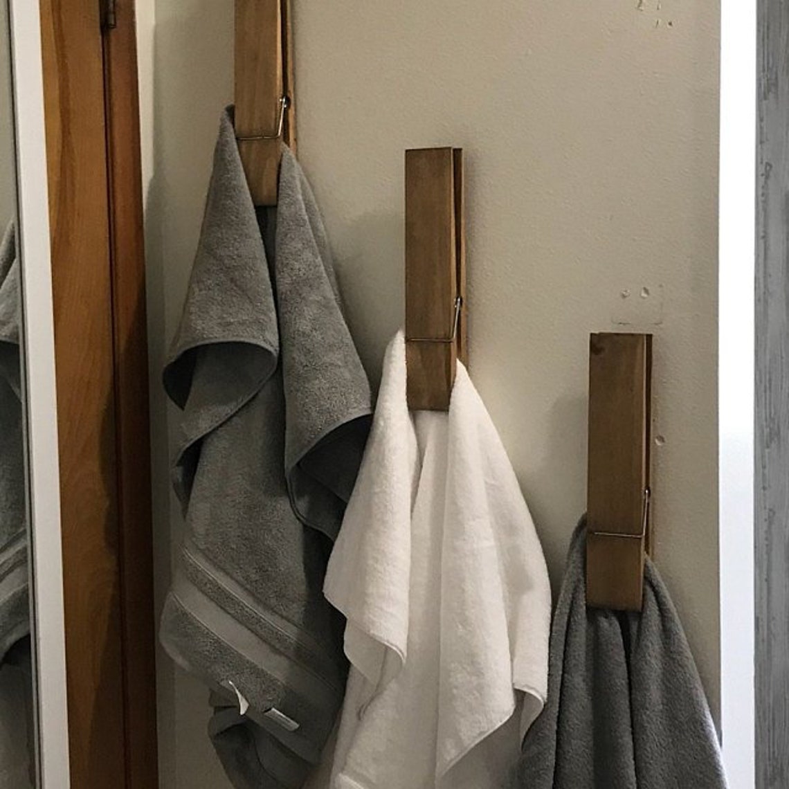 12 Jumbo Clothespin Hanger // Clothespin Towel Holder // | Etsy