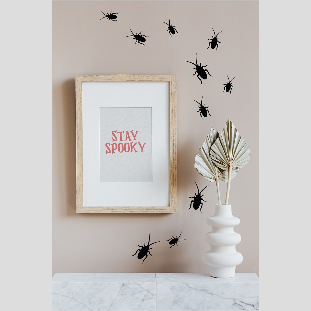 Set of 10 Wooden Cockroaches // Wall Decor // Reusable Halloween Decor ...