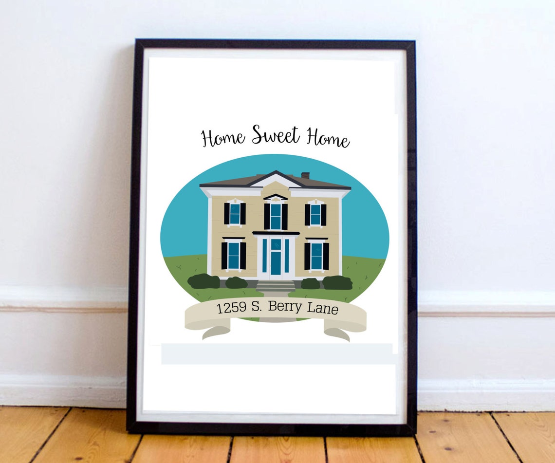 Custom Home Illustration // Last Name Home Illustration // House ...