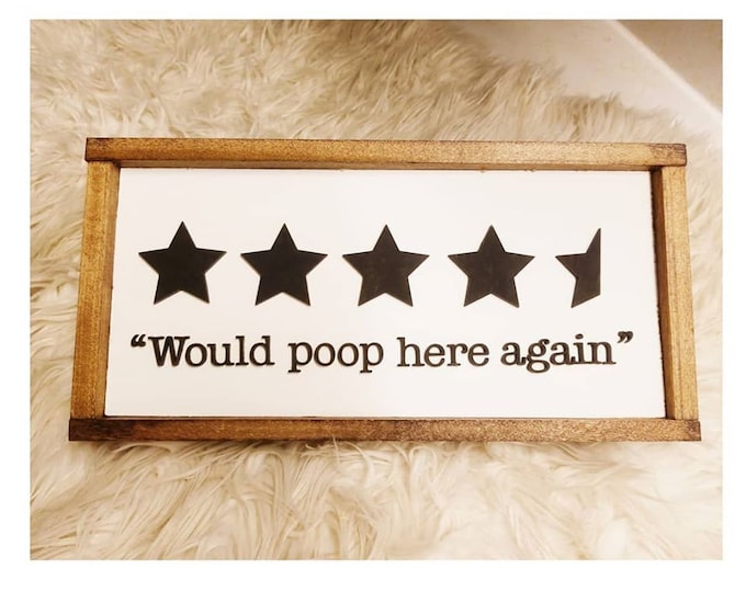 Would Poop Here Again Funny Bathroom Sign // Wooden Sign // Funny Sign ...