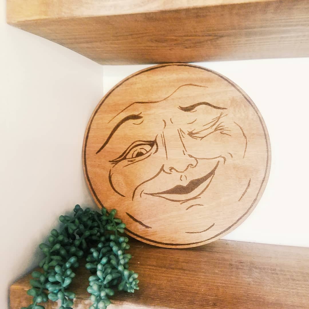 Man in the Moon Engraved Wooden Sign // Moon Sign // Wooden Sign ...