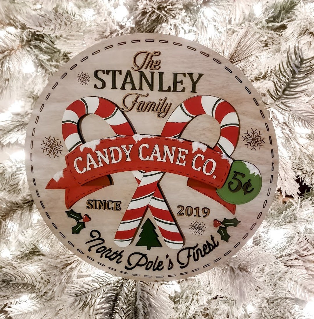 Custom Family Name Candy Cane Co. Wooden Sign // Candy Cane Sign ...