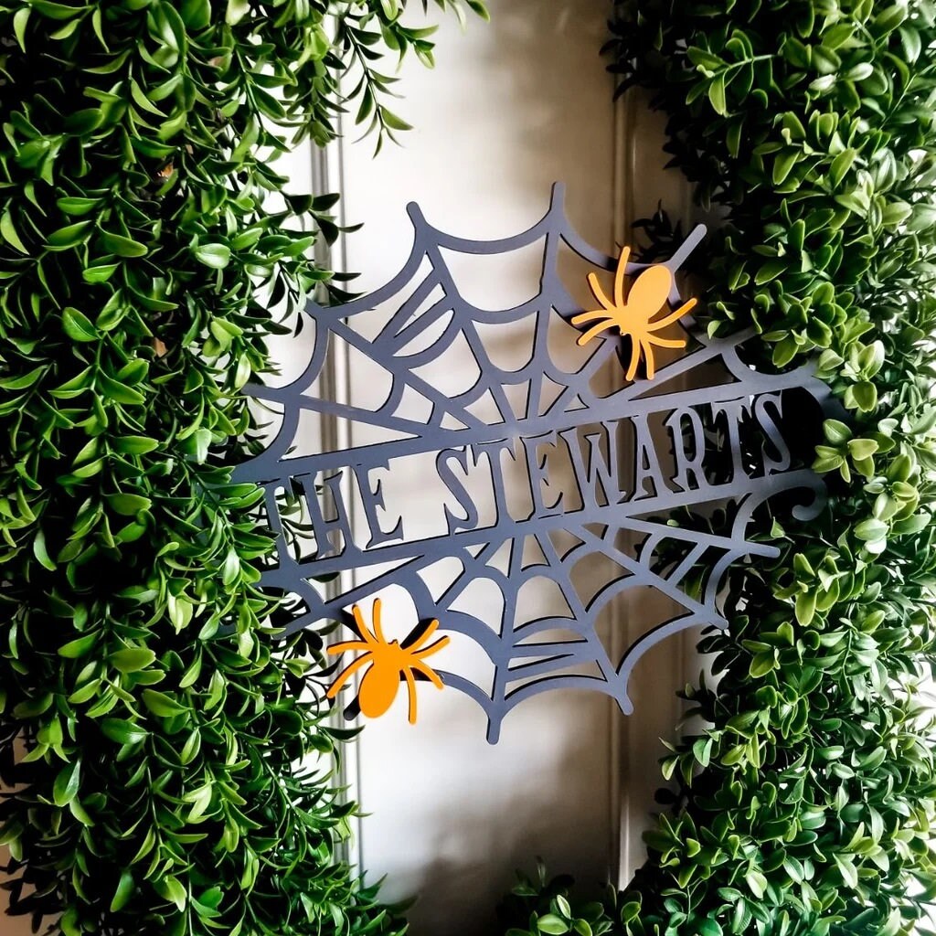 Custom Wooden Spiderweb Name Sign / Halloween Decor / Custom Halloween ...