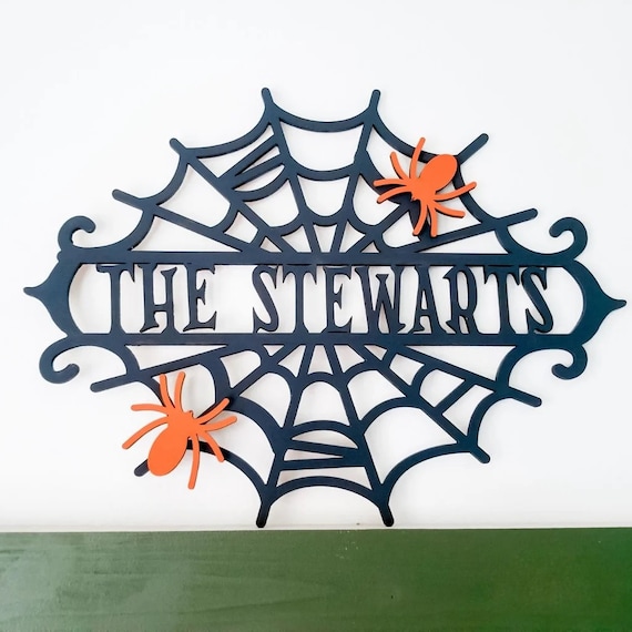 Custom Wooden Spiderweb Name Sign / Halloween Decor / Custom - Etsy