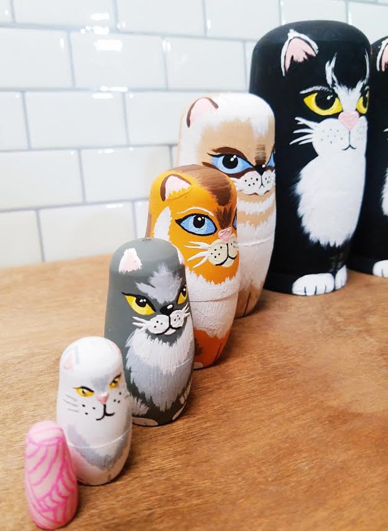 Custom Cat Nesting Doll // 6 Pc Set Nesting Dolls // Cat Dolls - Etsy