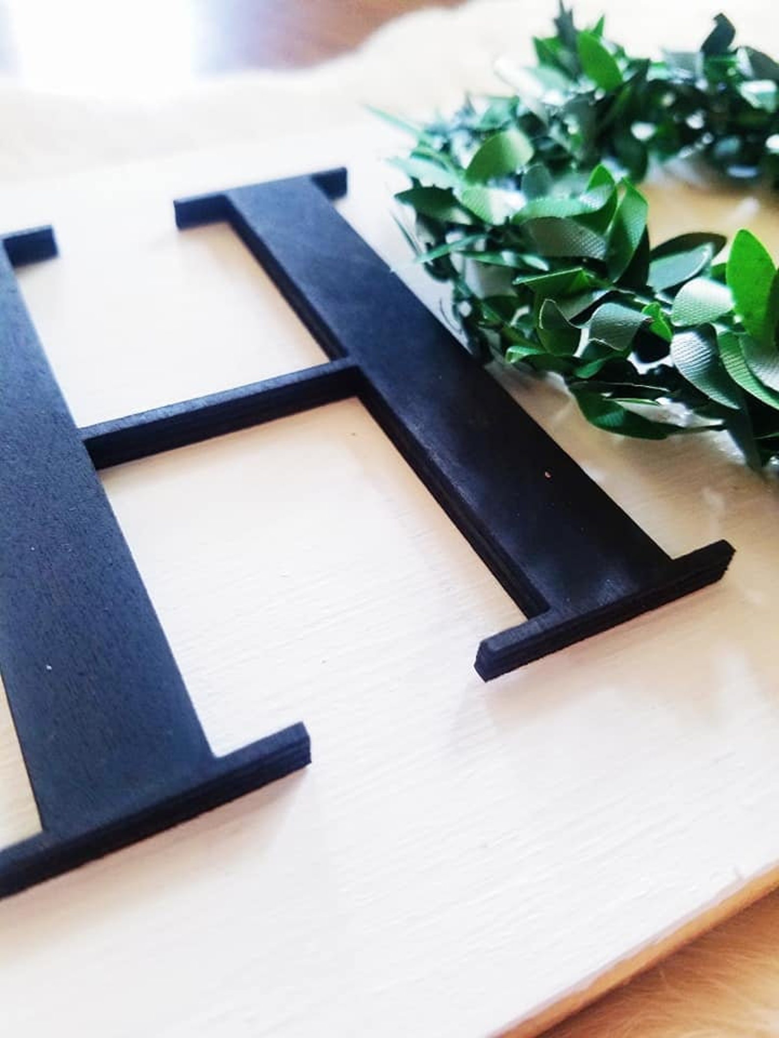 Lasercut HOME Sign With Faux Boxwood Wreath // Home Sign // Boxwood ...