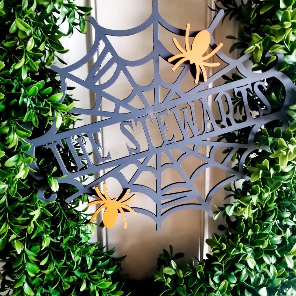 Custom Wooden Spiderweb Name Sign / Halloween Decor / Custom Halloween ...