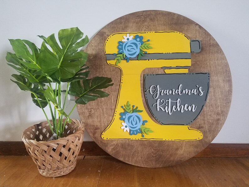 Custom Stand Mixer Round Sign // Kitchen Sign // Home Decor // | Etsy