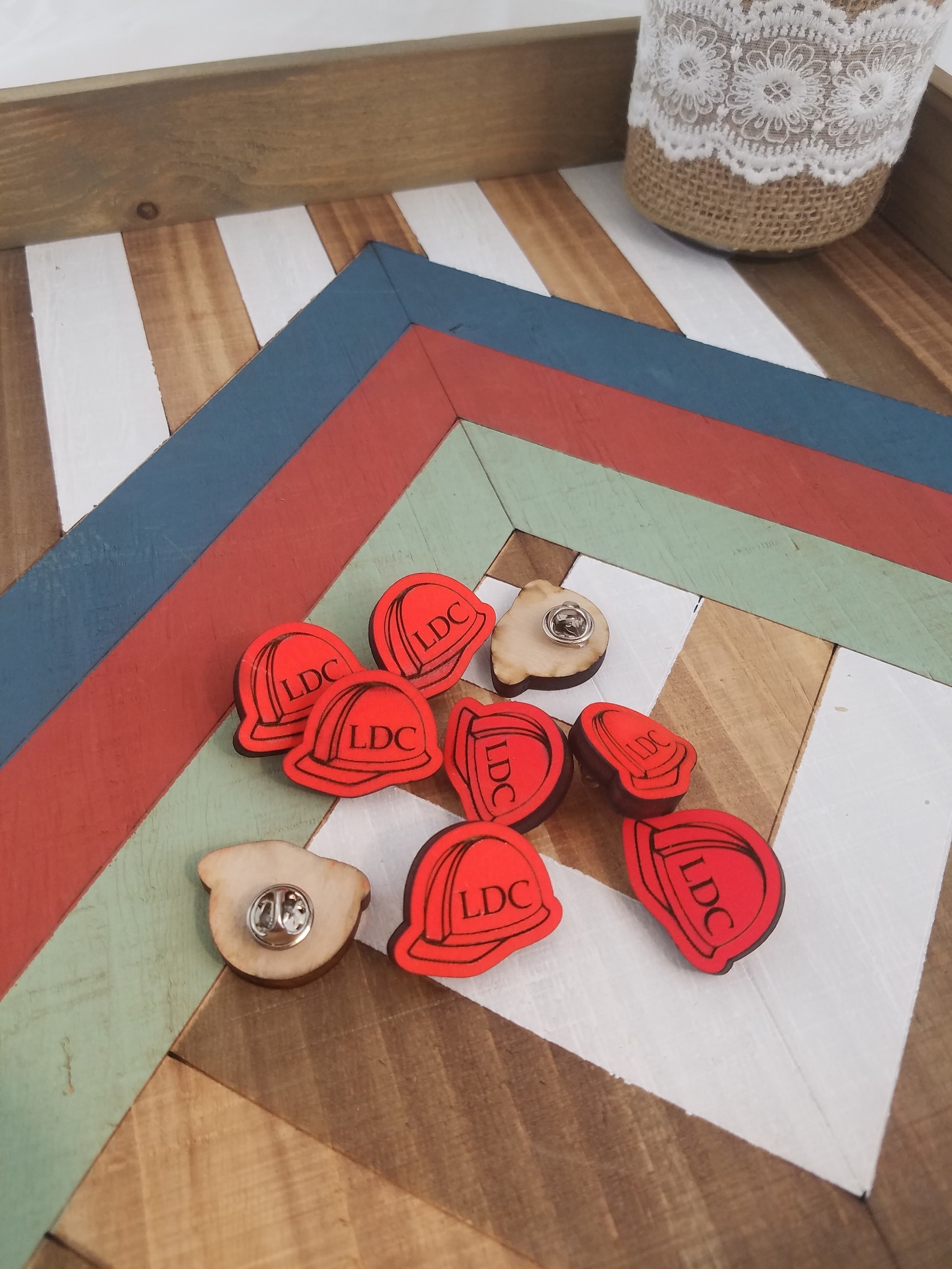 LDC Lapel Pins Laser Cut Tie Tack Wooden LDC Pin JW Ldc | Etsy