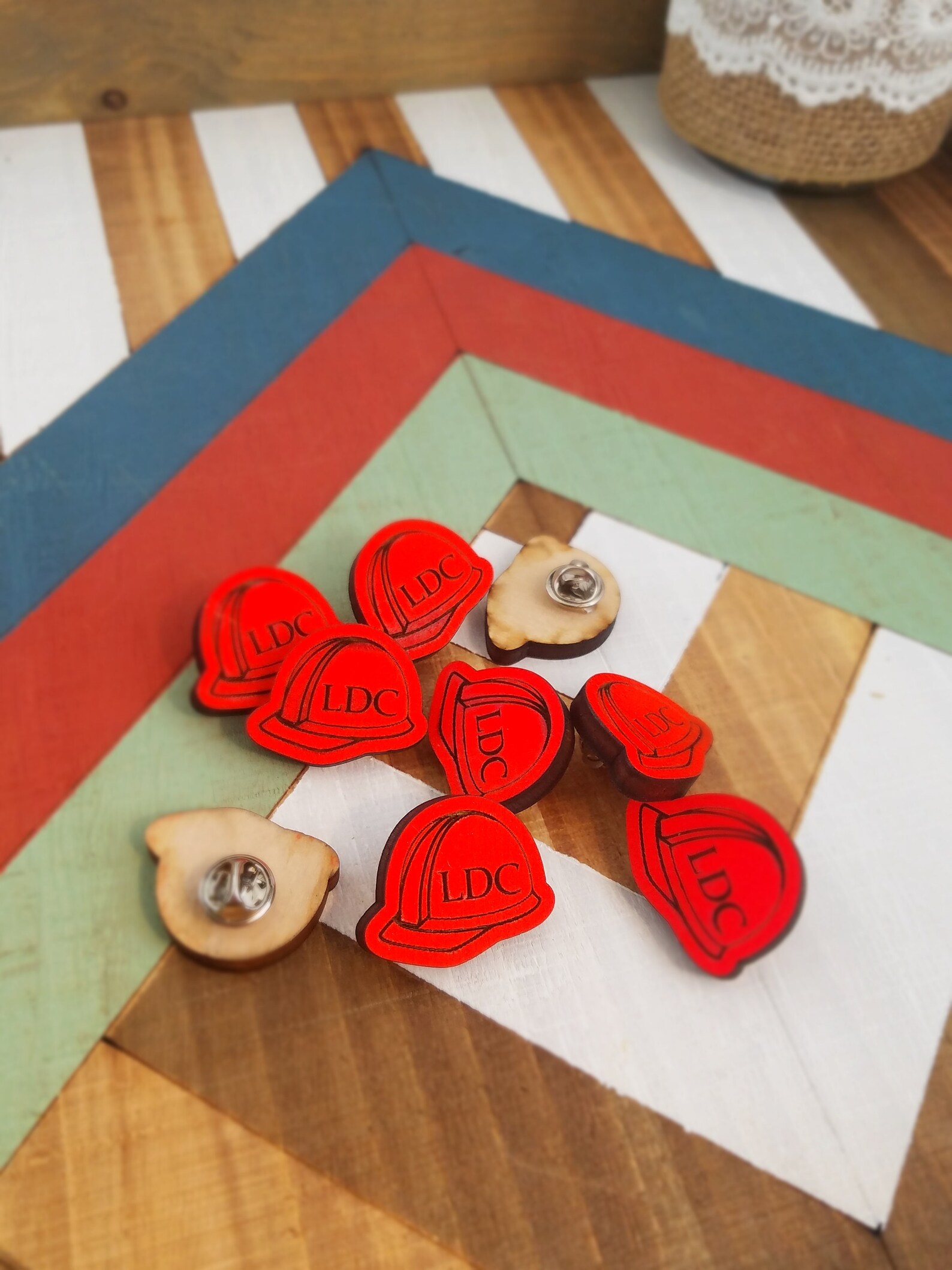 LDC Lapel Pins Laser Cut Tie Tack Wooden LDC Pin JW Ldc | Etsy