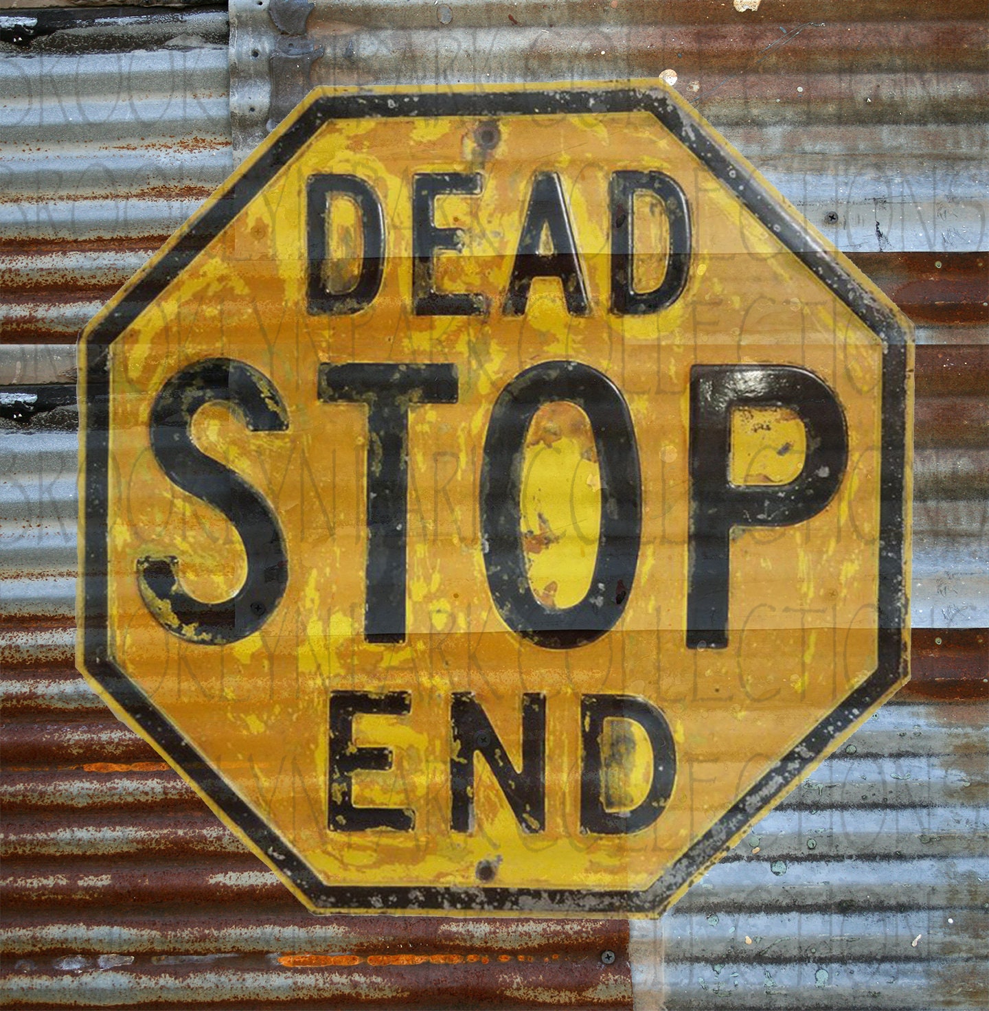 Dead End STOP Sign Galvanized Rustic Metal Print Art | Etsy